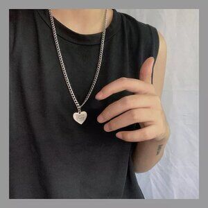 Jewelry | Stainless Steel Distressed Mezzo Piano Heart Chain Pendant ...